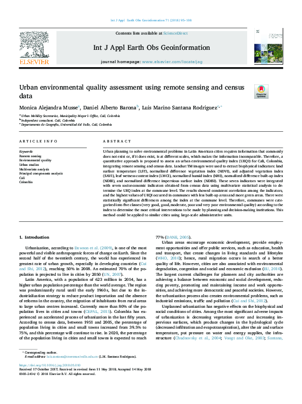 (PDF) Urban environmental quality assessment using remote sensing and ...