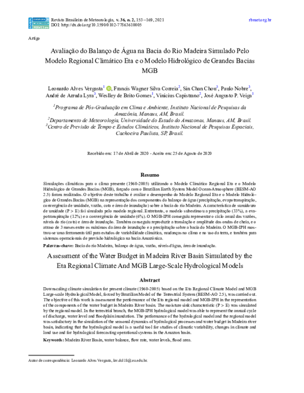 (PDF) Avaliação do Balanço de água na Bacia do Rio Madeira Simulado ...