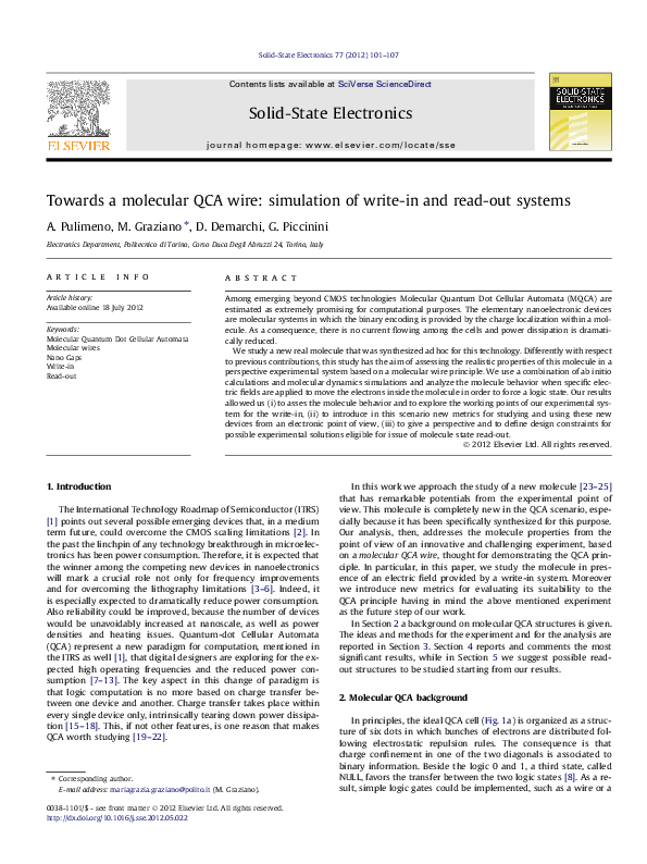Pdf Towards A Molecular Qca Wire Simulation Of Write In And Read Out
