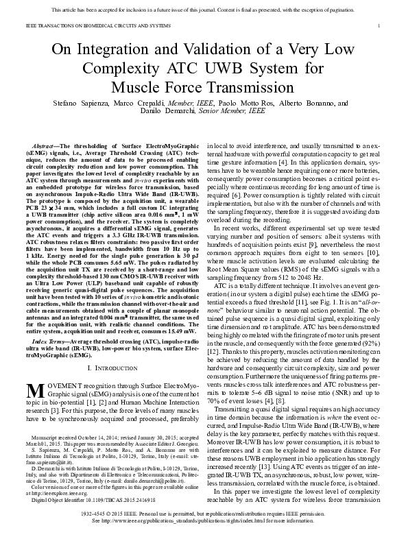 (PDF) On Integration and Validation of a Very Low Complexity ATC UWB System for Muscle Force ...
