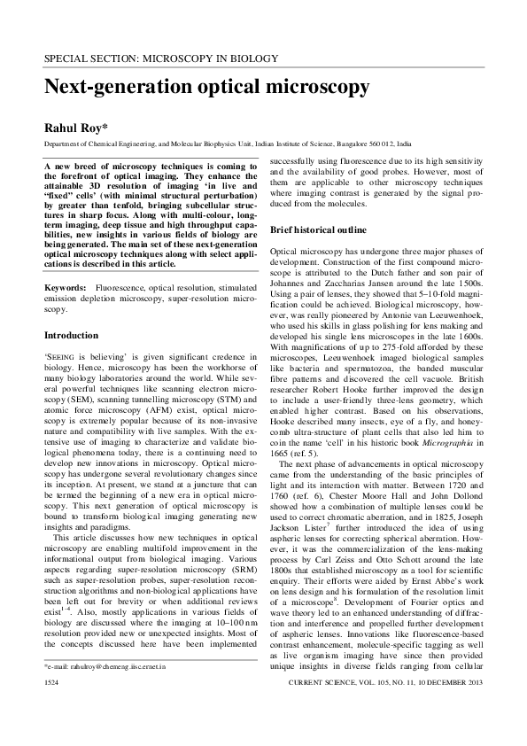 Next-generation optical microscopy