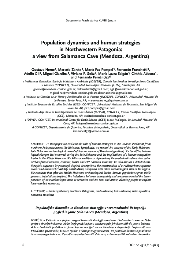 (PDF) Population Dynamics and Human Strategies in Northwestern Patagonia