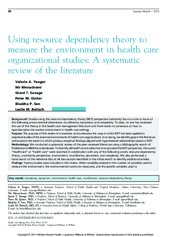 (PDF) Using resource dependency theory to measure the environment in ...
