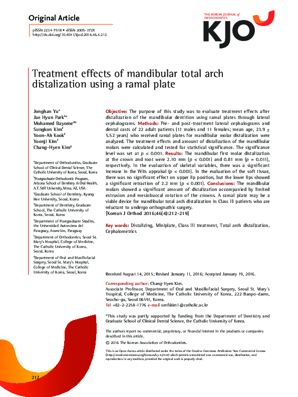 (PDF) Treatment effects of mandibular total arch distalization using a ...