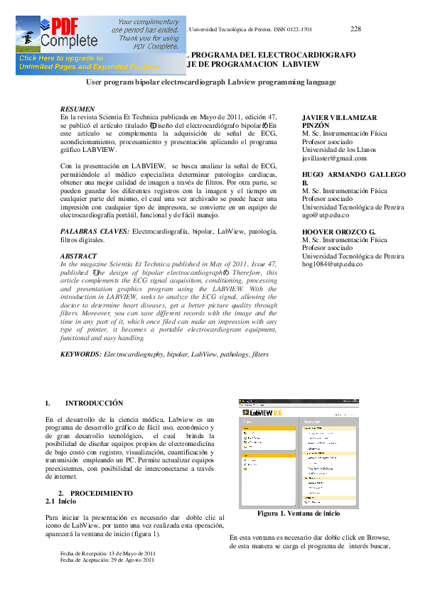 (PDF) MANUAL DE USUARIO PARA EL PROGRAMA DEL ELECTROCARDIOGRAFO BIPOLAR EN LENGUAJE DE ...