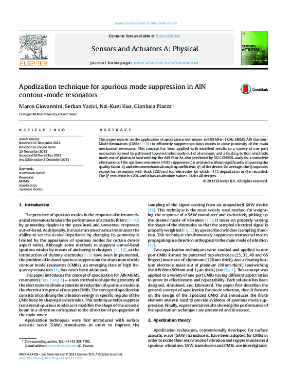 (PDF) Apodization technique for spurious mode suppression in AlN ...