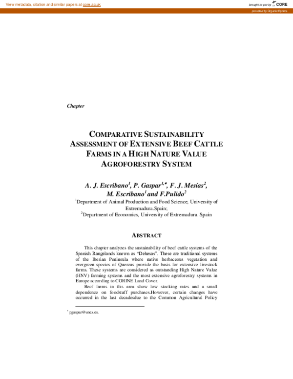 (PDF) Comparative Sustainability Assessment of Extensive Beef Cattle Farms