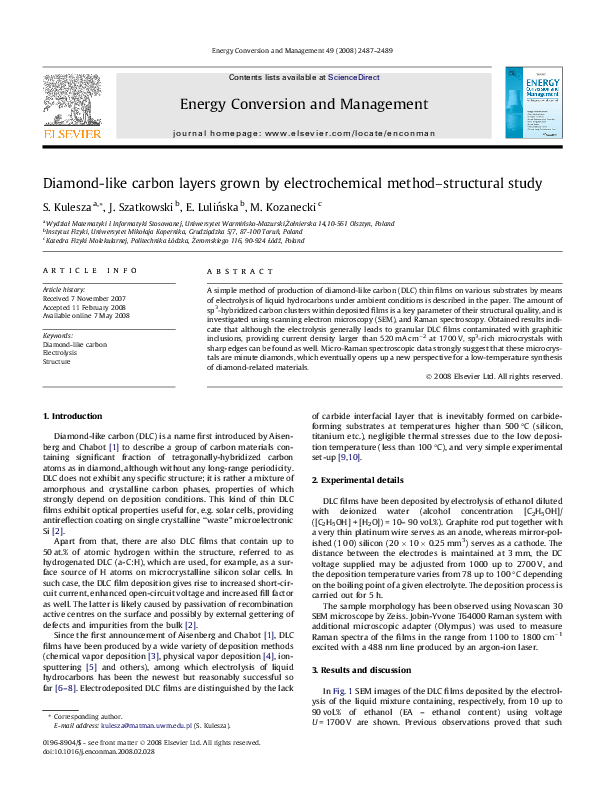 (PDF) Diamond-like carbon layers grown by electrochemical method ...