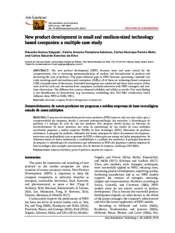 (PDF) New product development in small and medium-sized technology ...