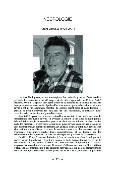 (PDF) Nécrologie : andré brosset (1926-2004)