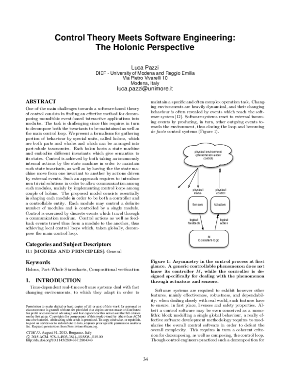 (PDF) Control theory meets software engineering: the holonic perspective