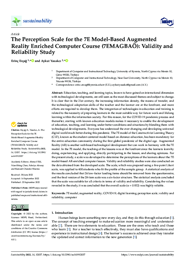 (PDF) The Perception Scale for the 7E Model-Based Augmented Reality Enriched Computer Course ...