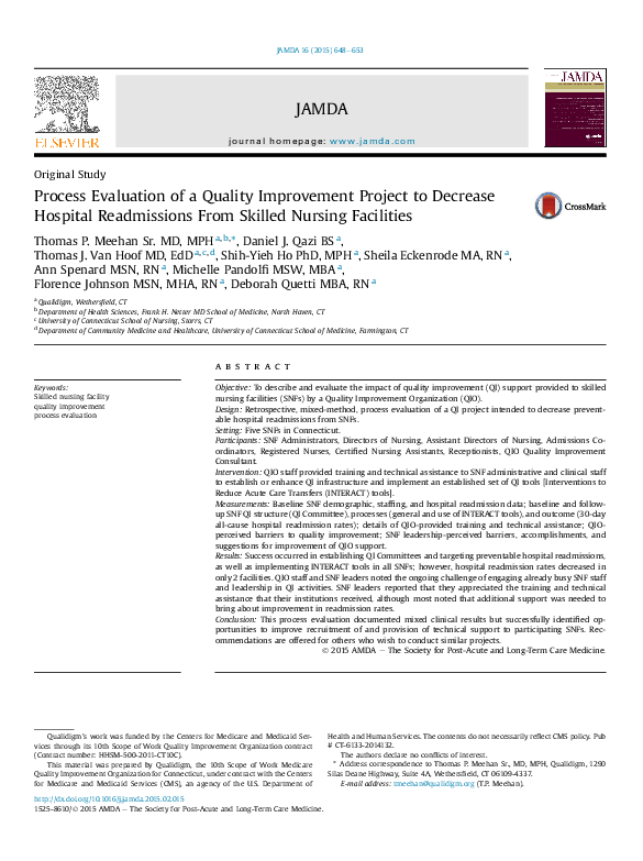 (PDF) Process Evaluation of a Quality Improvement Project to Decrease ...