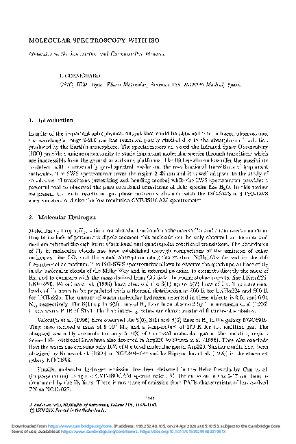 (PDF) Molecular Spectroscopy with ISO