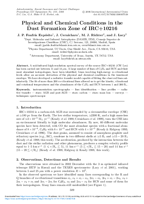 (PDF) Physical and Chemical Conditions in the Dust Formation Zone of ...
