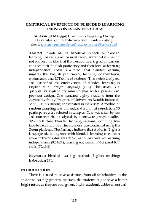 (PDF) Empirical Evidence of Blended Learning in Indonesian Efl Class