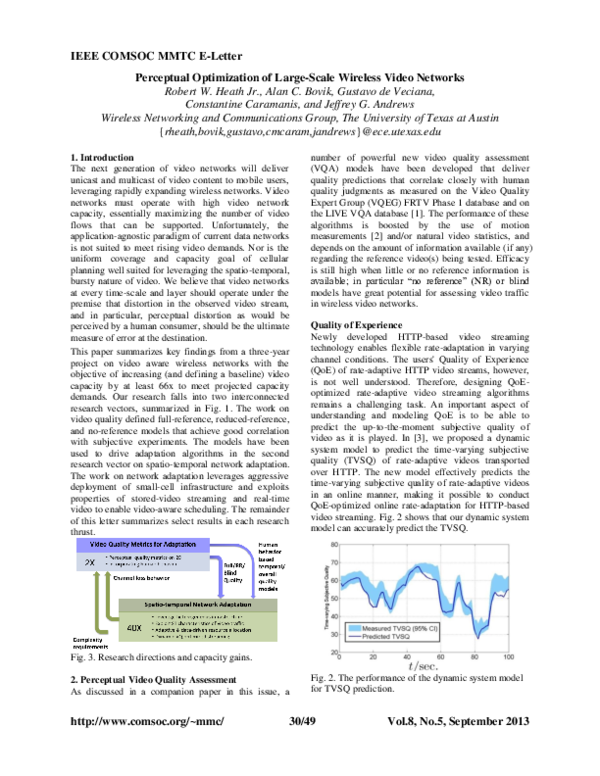 (PDF) Perceptual Optimization of Large-Scale Wireless Video Networks
