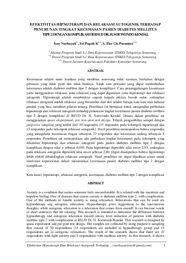 (PDF) Efektivitas Hipnoterapi Dan Relaksasi Autogenik Terhadap ...