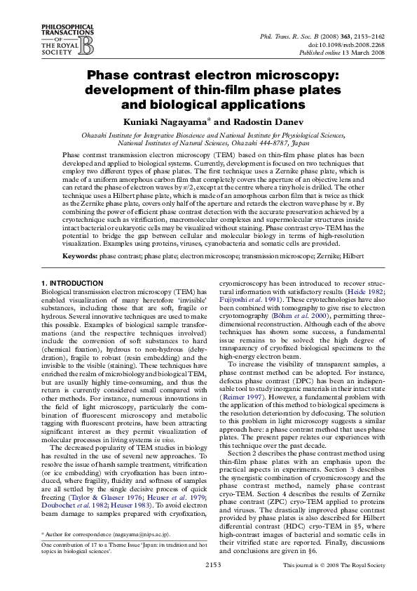 (PDF) Advancements in Phase Contrast Electron Microscopy