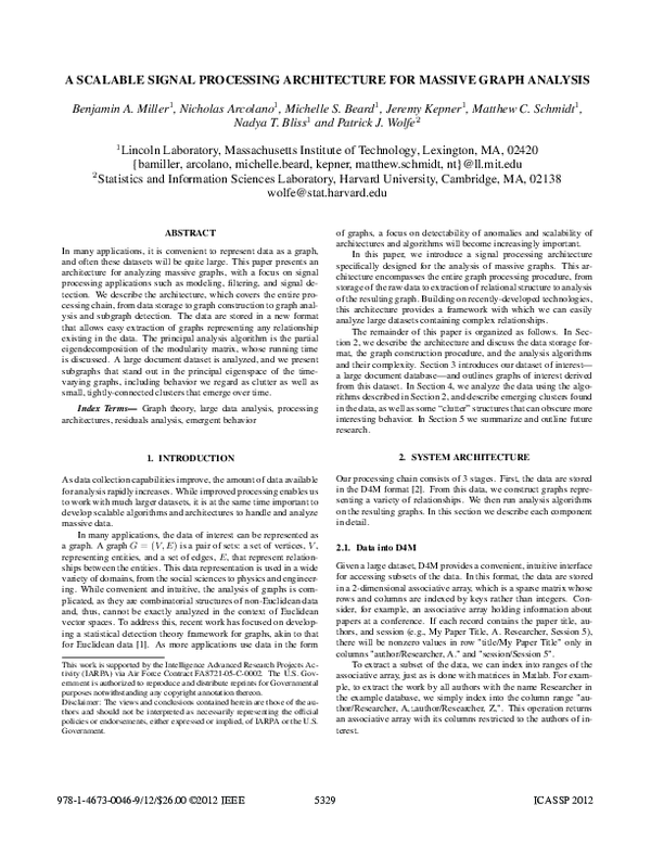 (PDF) A scalable signal processing architecture for massive graph analysis
