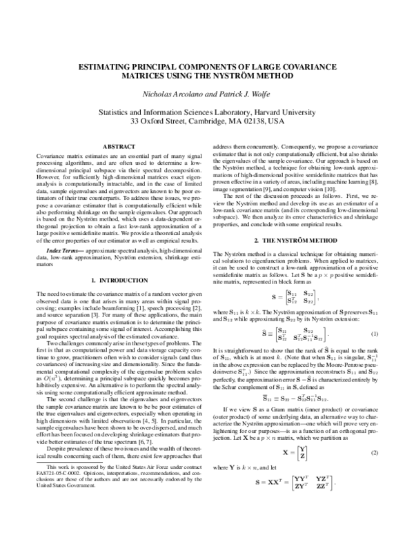 (PDF) Estimating principal components of large covariance matrices ...