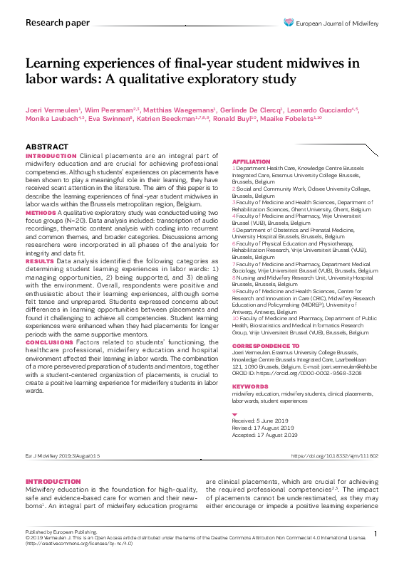 (PDF) Learning experiences of final-year student midwives in labor ...