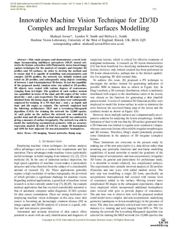 (PDF) Innovative machine vision technique for 2D/3D complex and irregular surfaces modelling ...