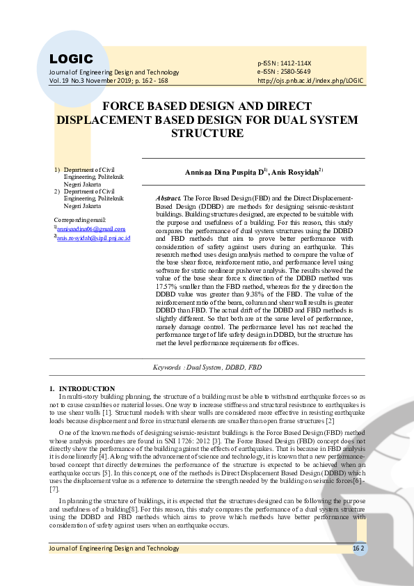 (PDF) Force Based Design and Direct Displacement Based Design for Dual System Structure