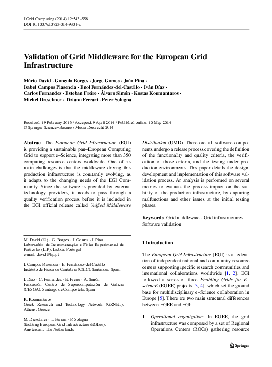 (PDF) Validation of Grid Middleware for the European Grid Infrastructure