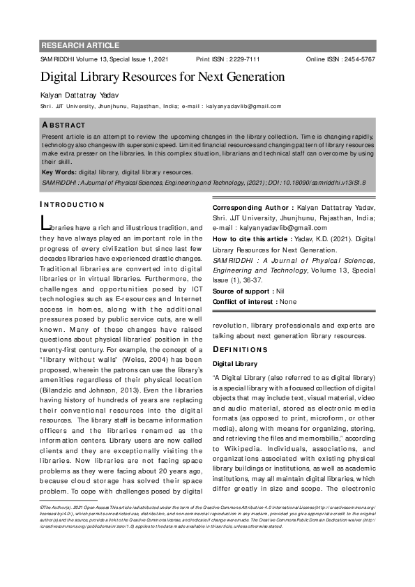 (PDF) Digital Library Resources for Next Generation