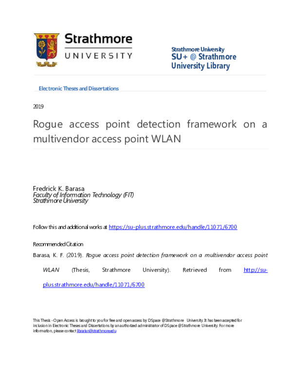 (PDF) Rogue access point detection framework on a multivendor access point WLAN | Fredrick ...