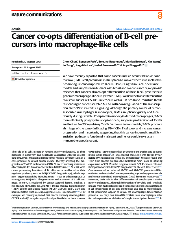 (PDF) Cancer co-opts differentiation of B-cell precursors into ...