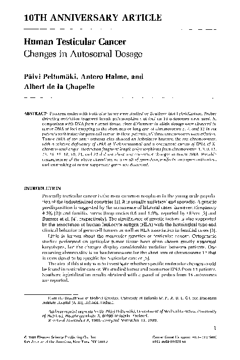 (PDF) Human testicular cancer | Päivi Peltomäki - Academia.edu