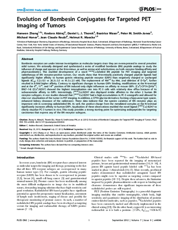 (PDF) Evolution of Bombesin Conjugates for Targeted PET Imaging of Tumors