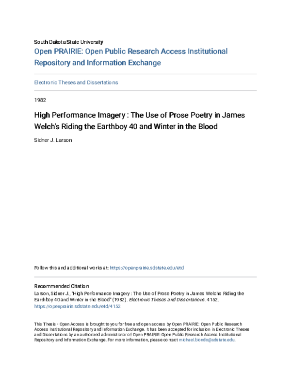(PDF) High Performance Imagery : The Use of Prose Poetry in James Welch ...