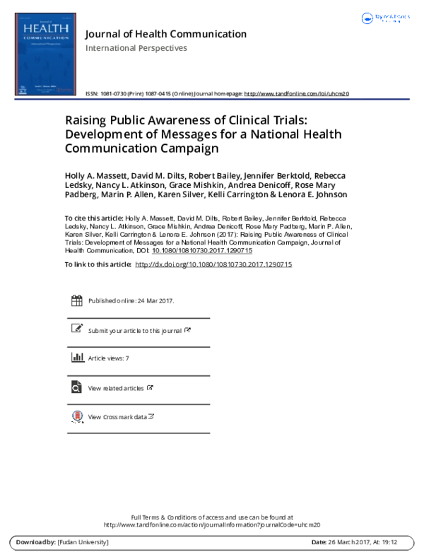 (PDF) Raising Public Awareness of Clinical Trials: Development of ...