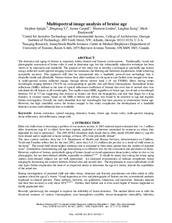 (PDF) Multispectral image analysis of bruise age