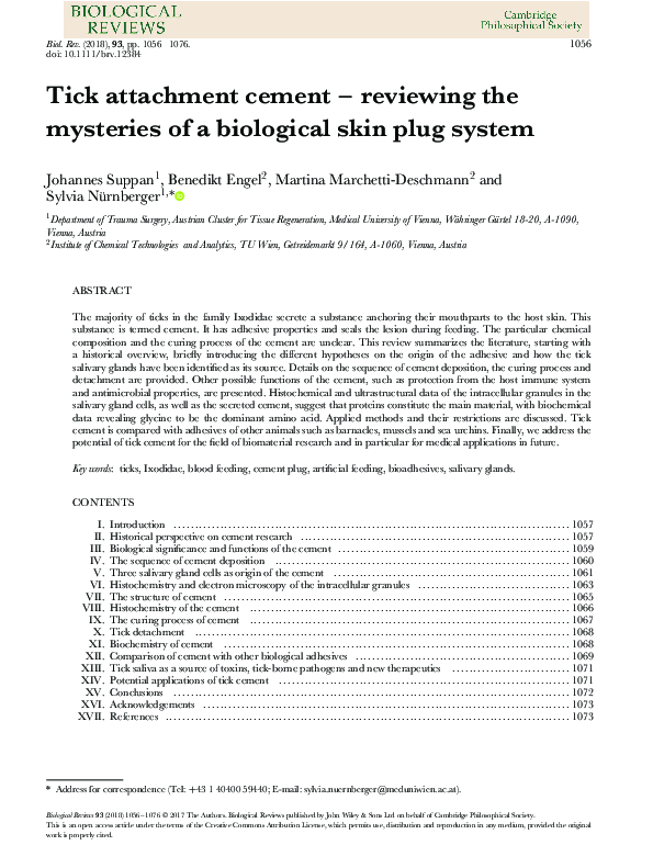 (PDF) Understanding Tick Cement: Composition and Uses