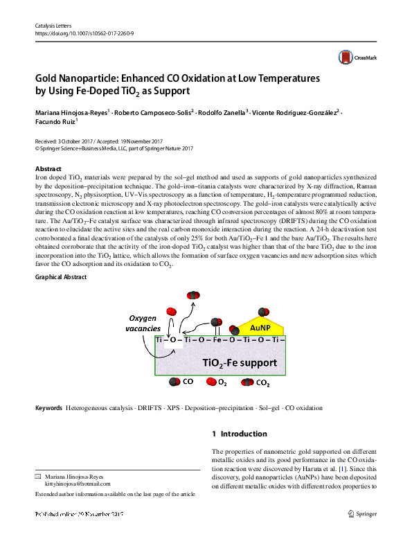 (PDF) Gold Nanoparticle: Enhanced CO Oxidation at Low Temperatures by ...
