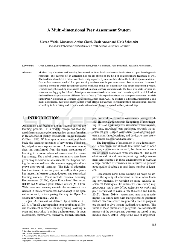 (PDF) A Multi-dimensional Peer Assessment System