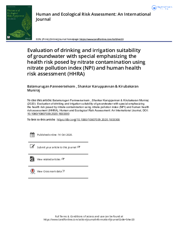 (PDF) Evaluation of drinking and irrigation suitability of groundwater ...