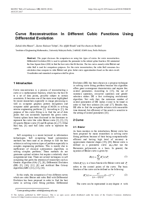 (PDF) Cubic Curve Reconstruction via Differential Evolution