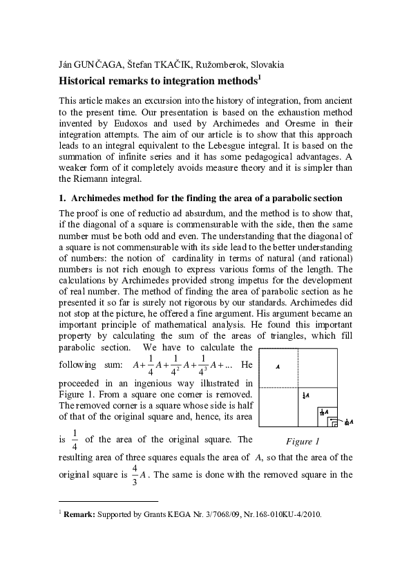 (PDF) Historical remarks to integration methods