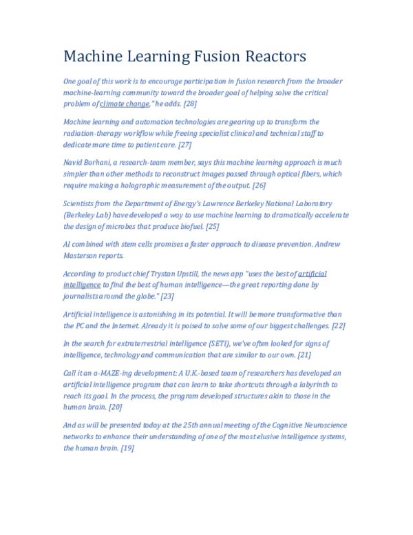 (PDF) Machine Learning Fusion Reactors
