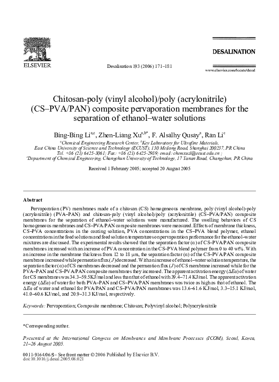 (PDF) Chitosan-poly (vinyl alcohol)/poly (acrylonitrile) (CS–PVA/PAN ...