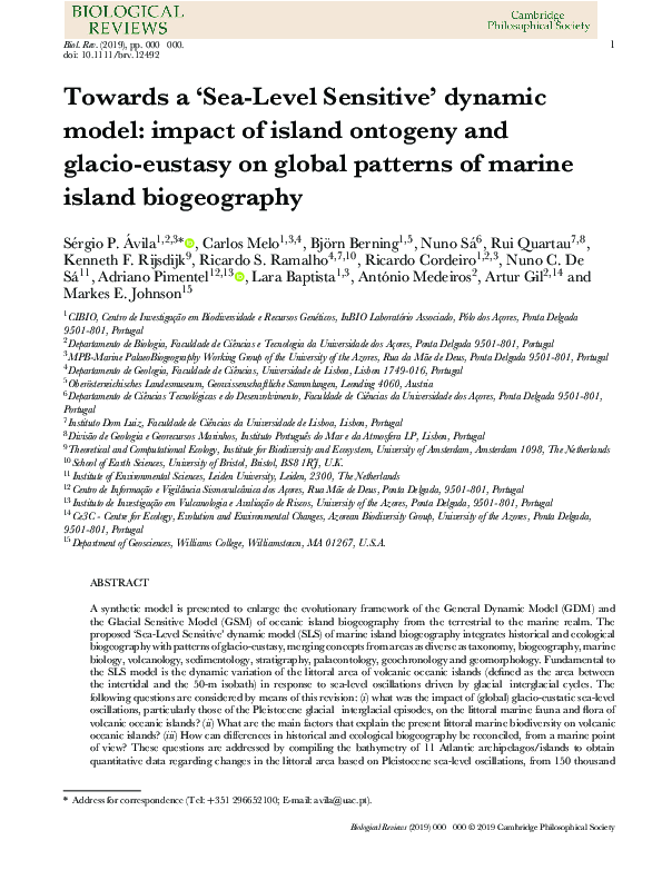 (PDF) Towards a ‘Sea‐Level Sensitive’ dynamic model: impact of island ...