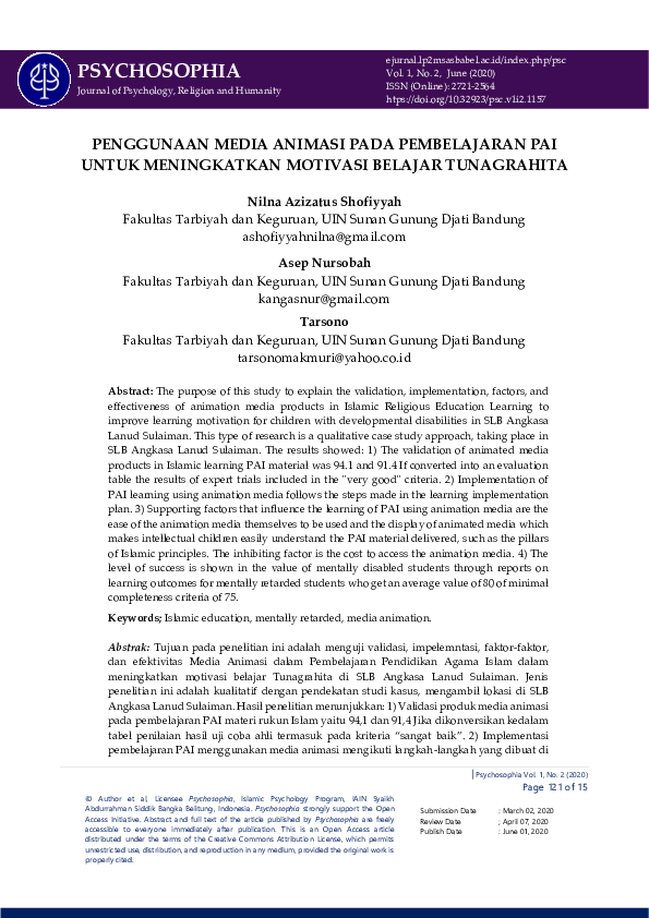 (PDF) Penggunaan Media Animasi Pada Pembelajaran Pai Untuk Meningkatkan Motivasi Belajar Tunagrahita