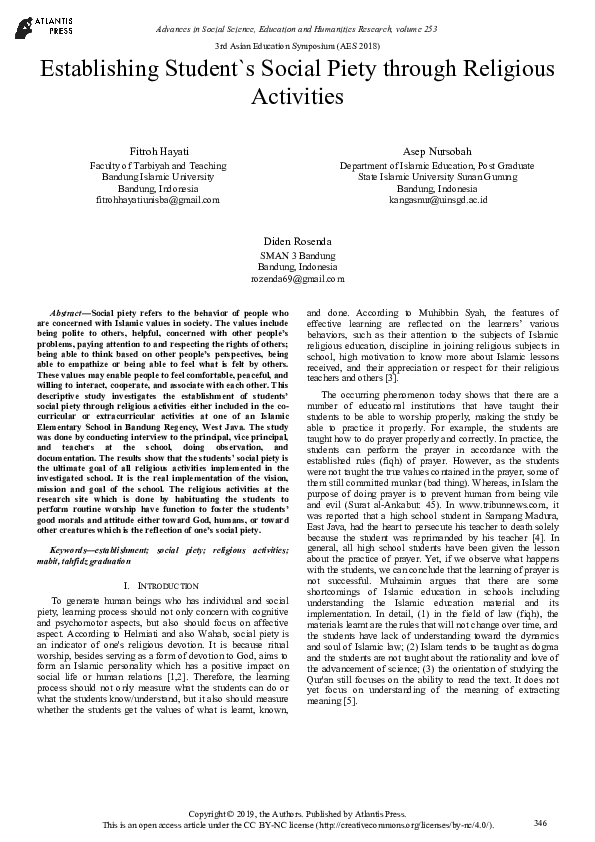 (PDF) Establishing Student`s Social Piety through Religious Activities