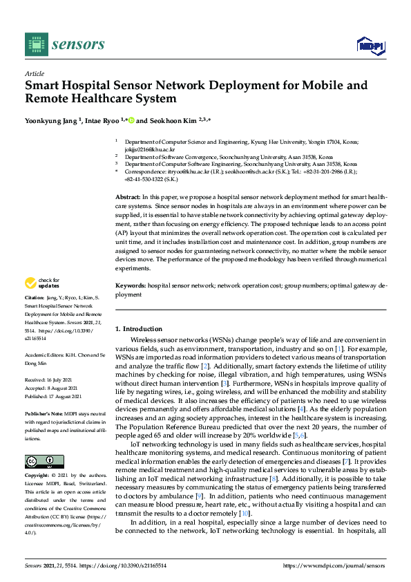(PDF) Smart Hospital Sensor Network Deployment for Mobile and Remote ...