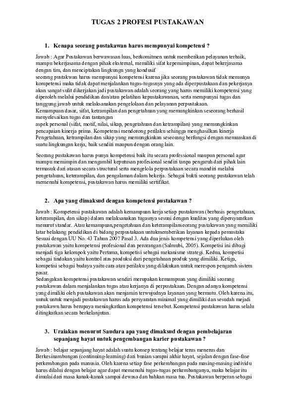 (DOC) Tugas 2 Profesi Pustakawan